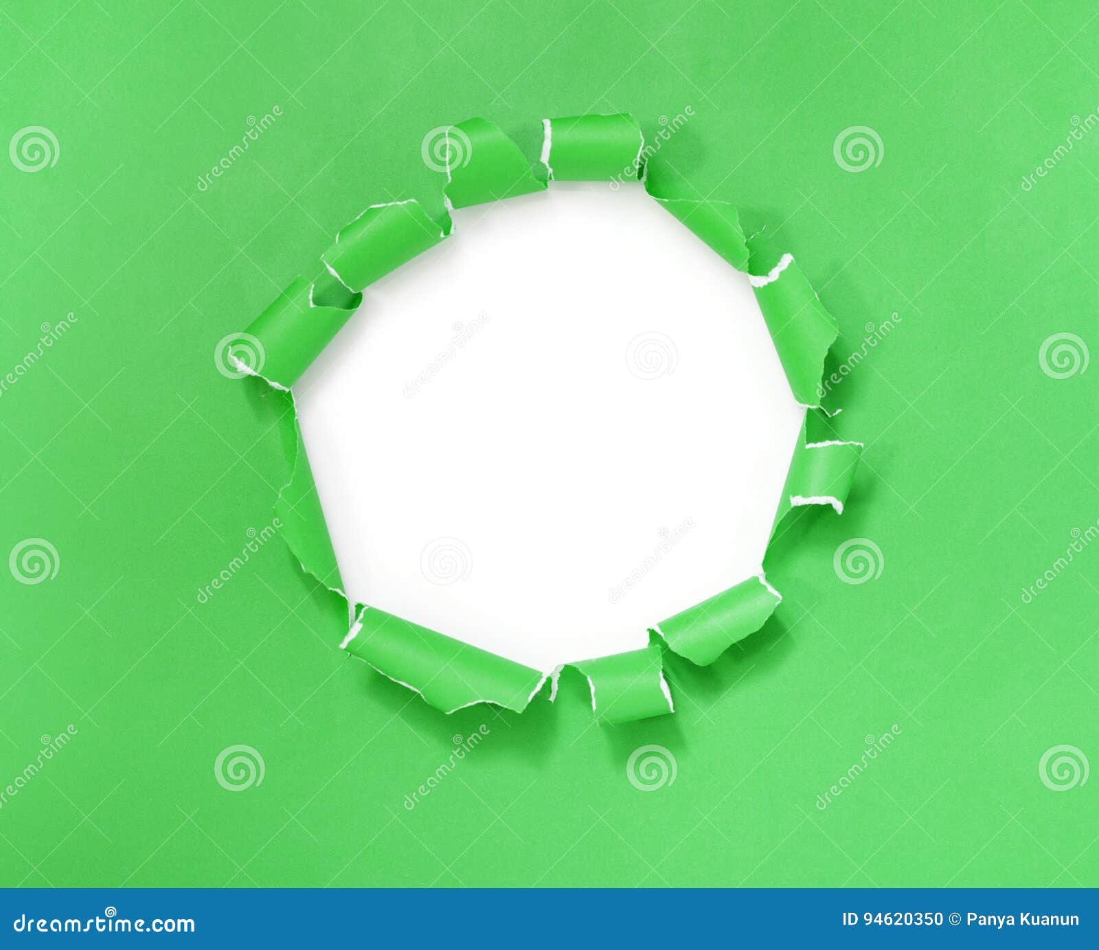 Green Ripped Open Paper on White Paper Background. Stock Photo - Image ...