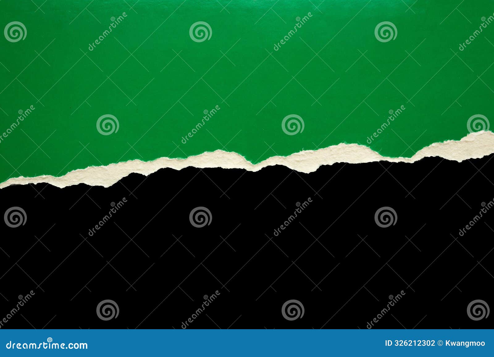 Green Ripped Paper Torn Edges Strips Isolated on Black Background Stock ...