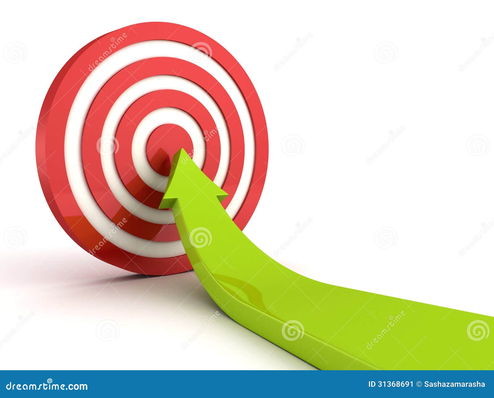 Green Rising Arrow Pointing in Center of Red Target Stock Illustration ...