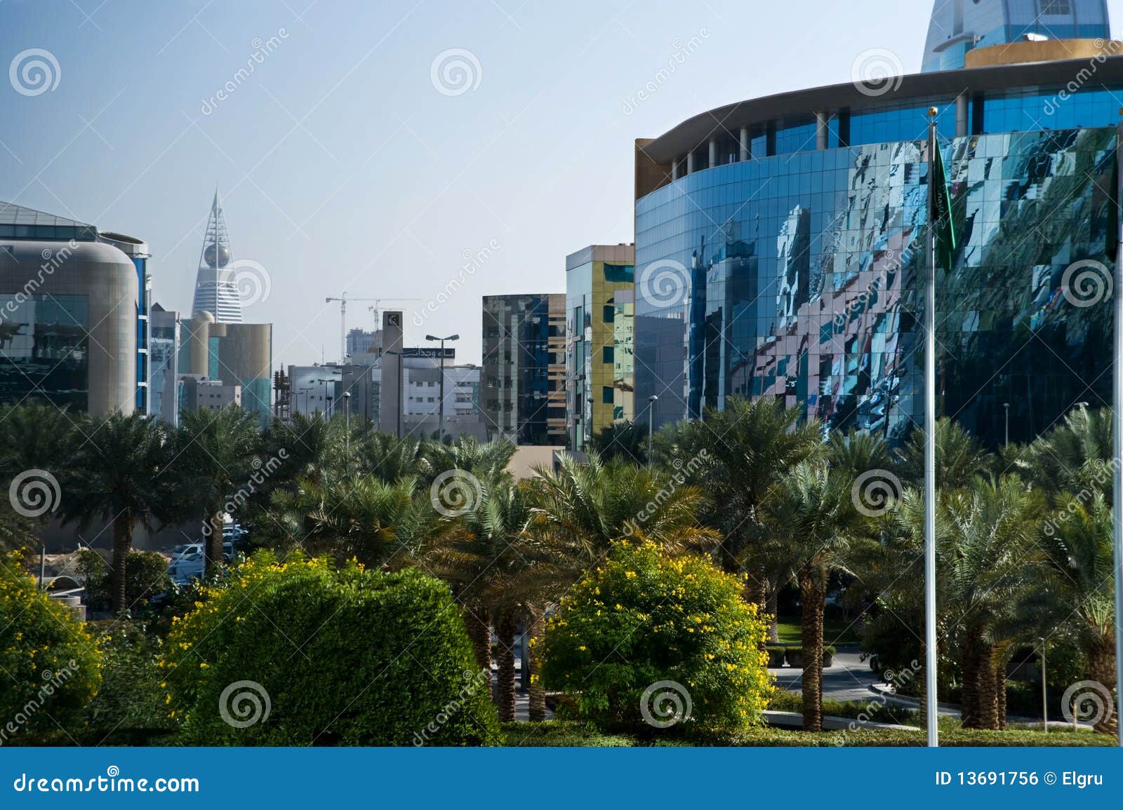 Green Riyadh and Faisaliah Tower Stock Photo - Image of desert, arabia ...