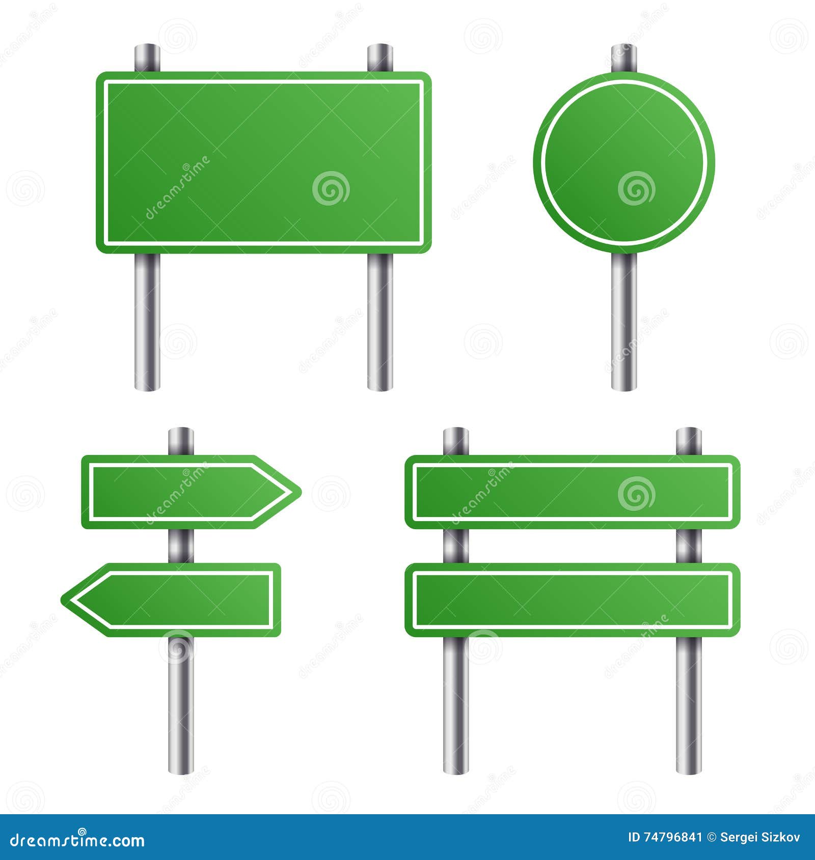Green Road Sign Set on White Background. Vector Stock Vector ...