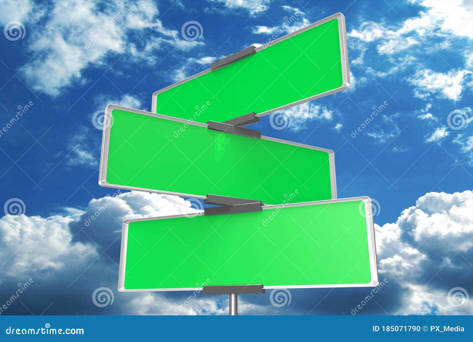 Green Signboard, Sky in Background - 3D Illustration Stock Illustration ...