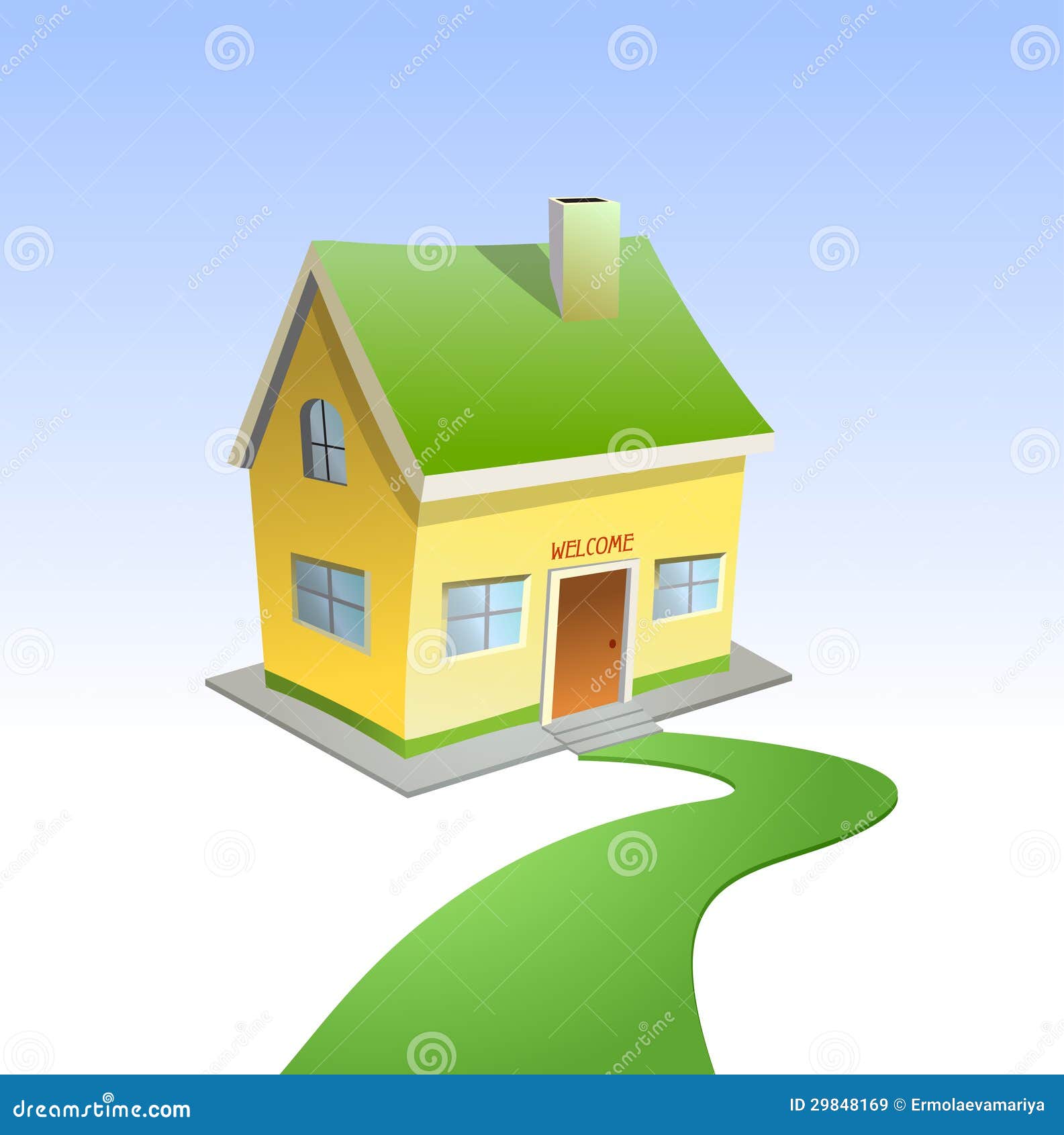 Green Road To House. Vector Stock Vector - Illustration of clean ...