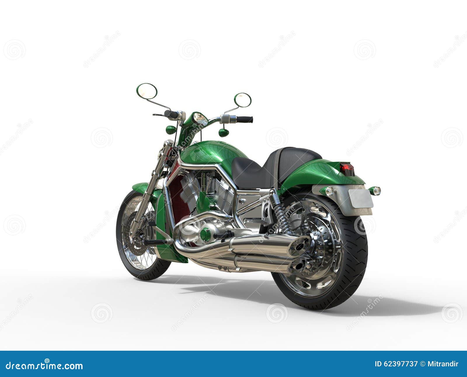 Green Roadster Bike - Back View Stock Image - Image of headlight ...