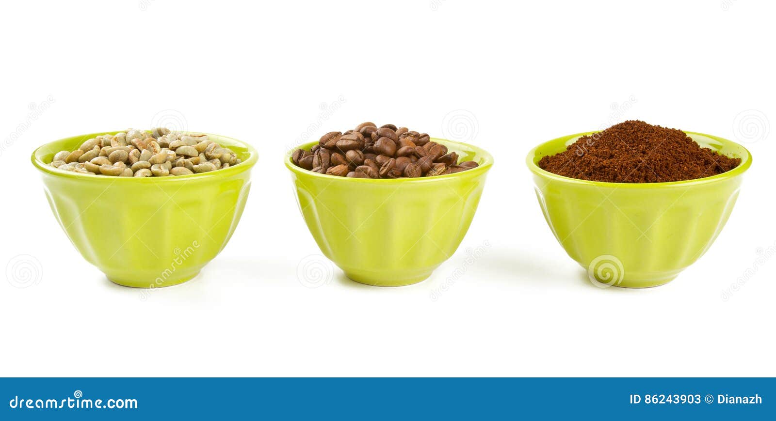 Green, Roasted and Ground Coffee Stock Image - Image of aroma, food ...