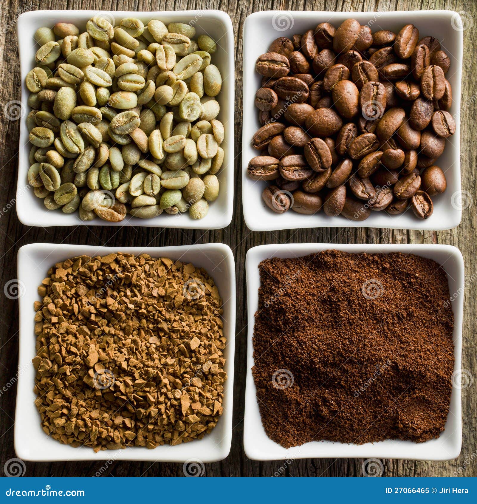 Green, Roasted, Ground and Instant Coffee Stock Image - Image of powder ...