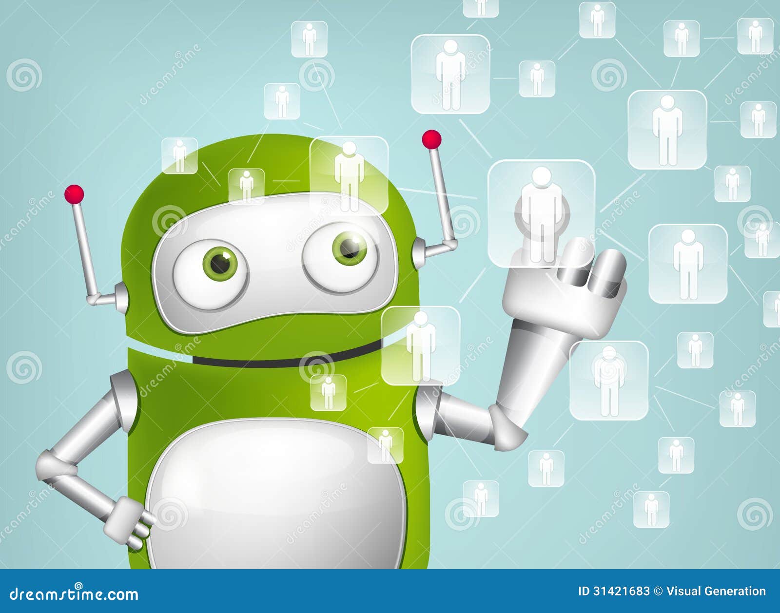 Green Robot stock vector. Illustration of internet, future - 31421683
