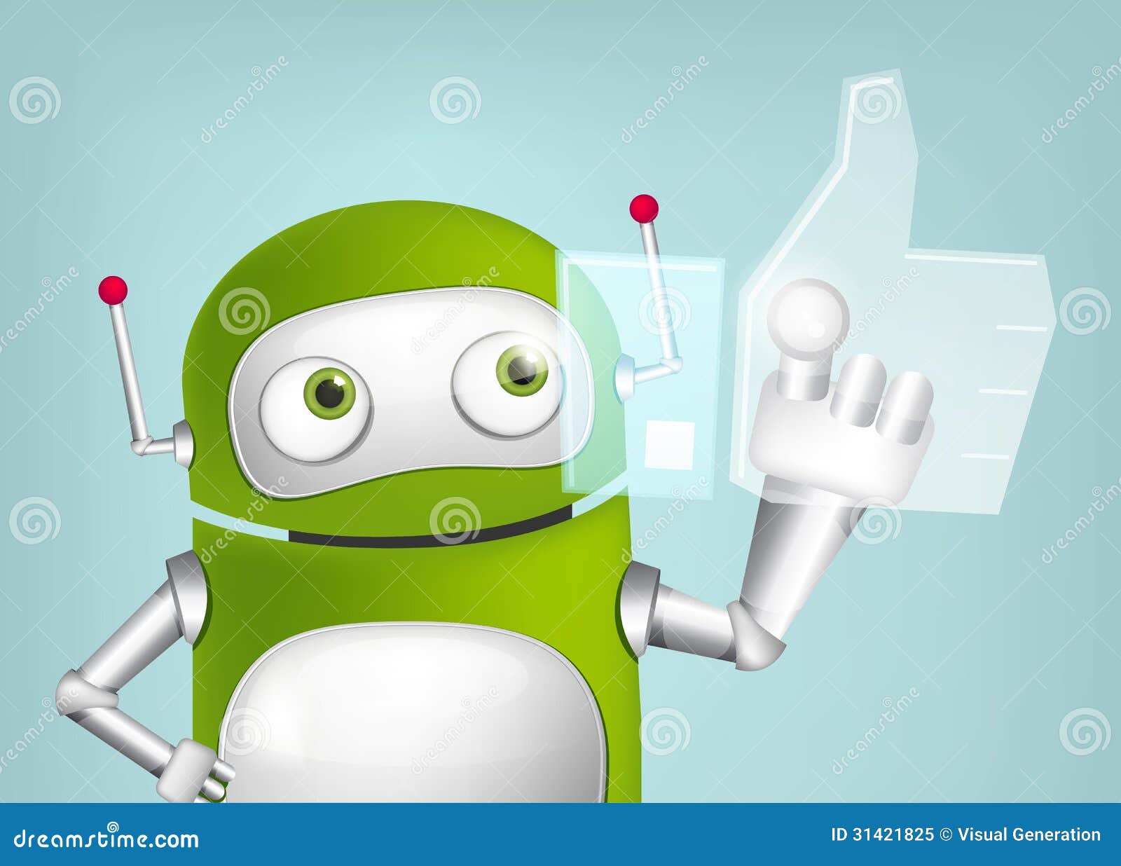 Green Robot stock vector. Illustration of connection - 31421825