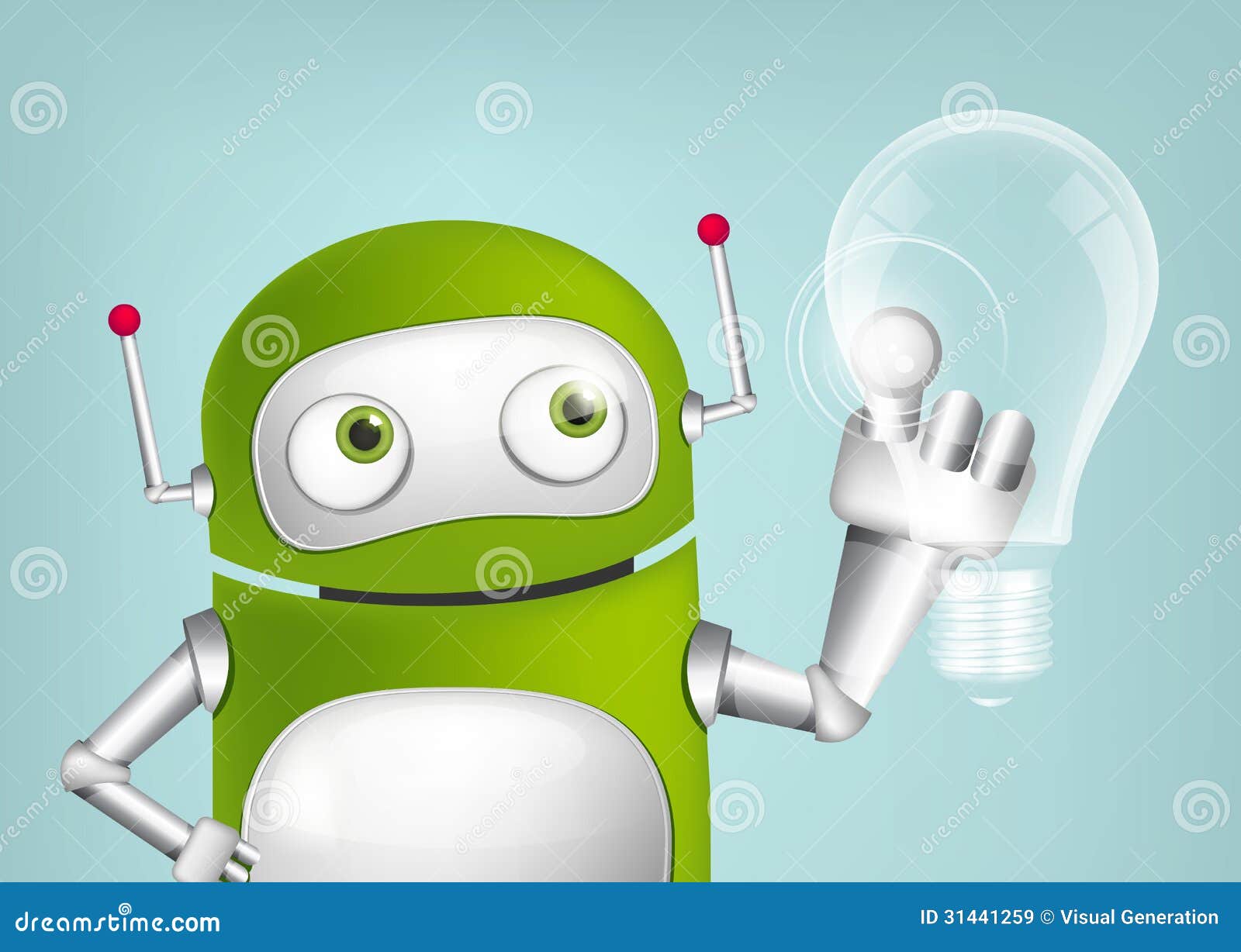 Green Robot stock vector. Illustration of bright, bulb - 31441259
