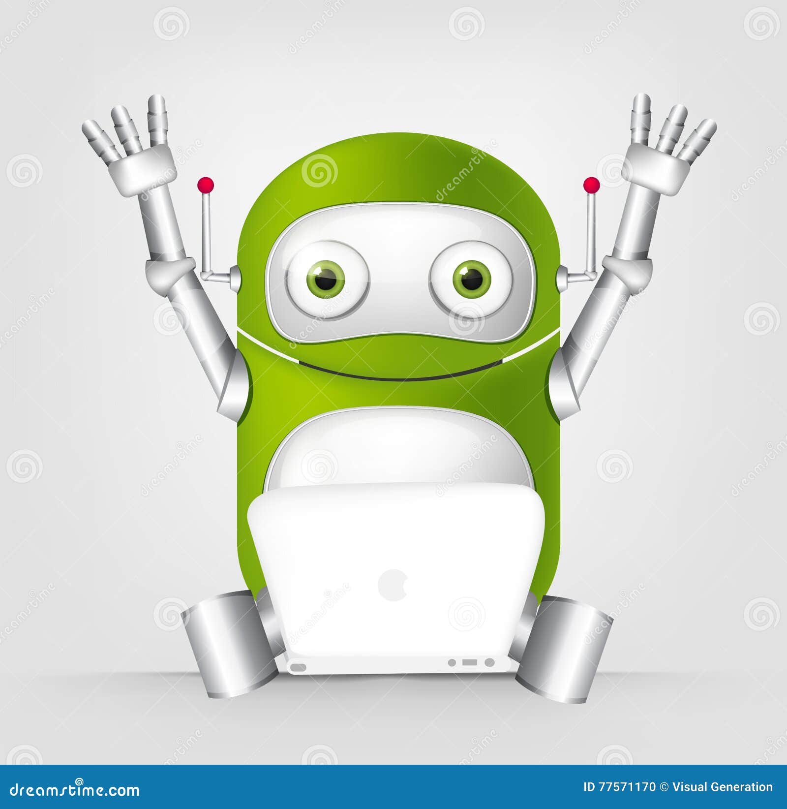 Green robot character stock illustration. Illustration of future - 77571170