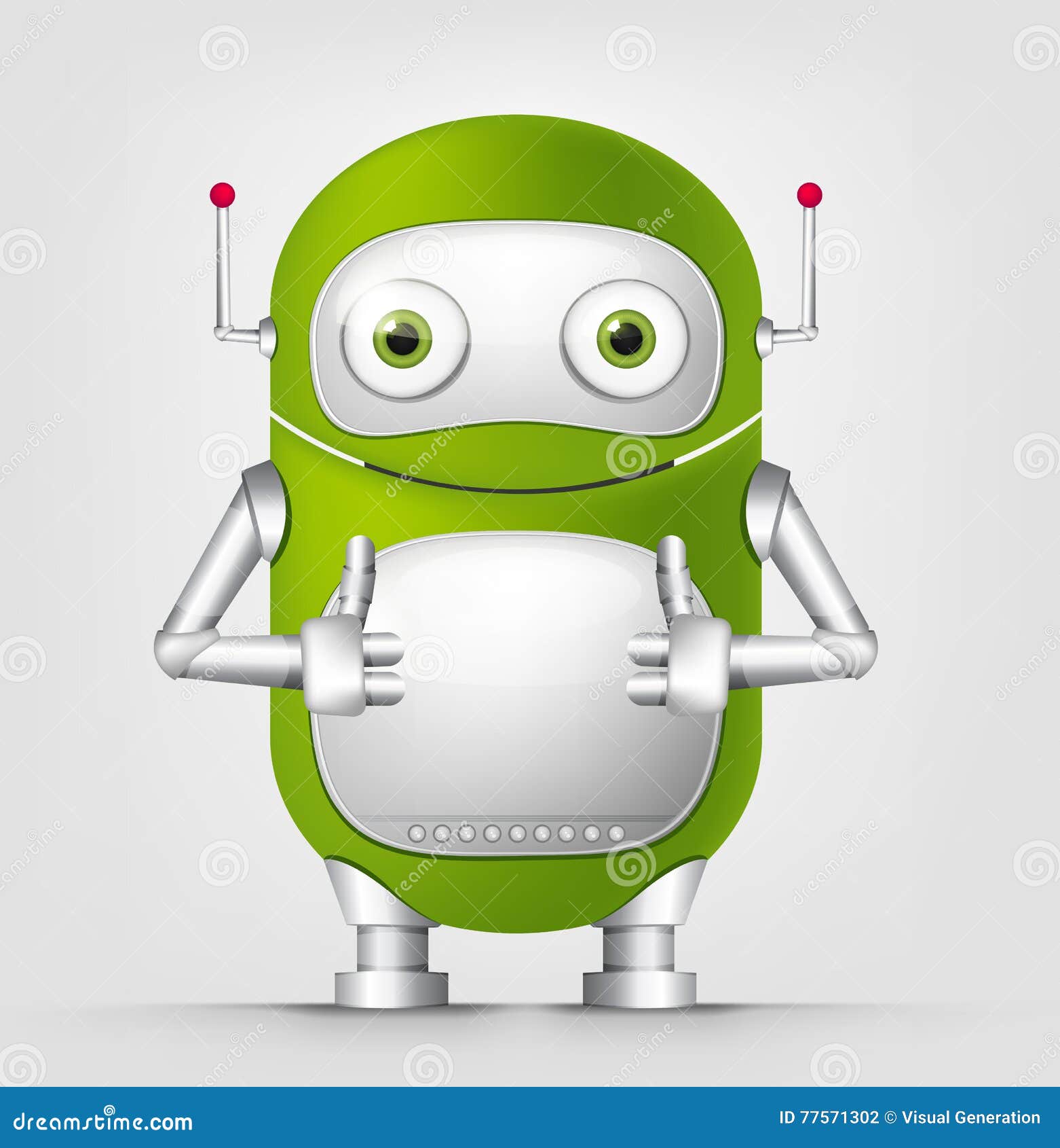 Green robot character stock illustration. Illustration of future - 77571302