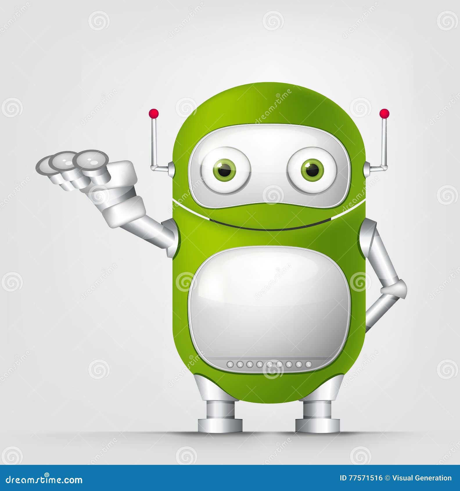 Green robot character stock illustration. Illustration of humour - 77571516