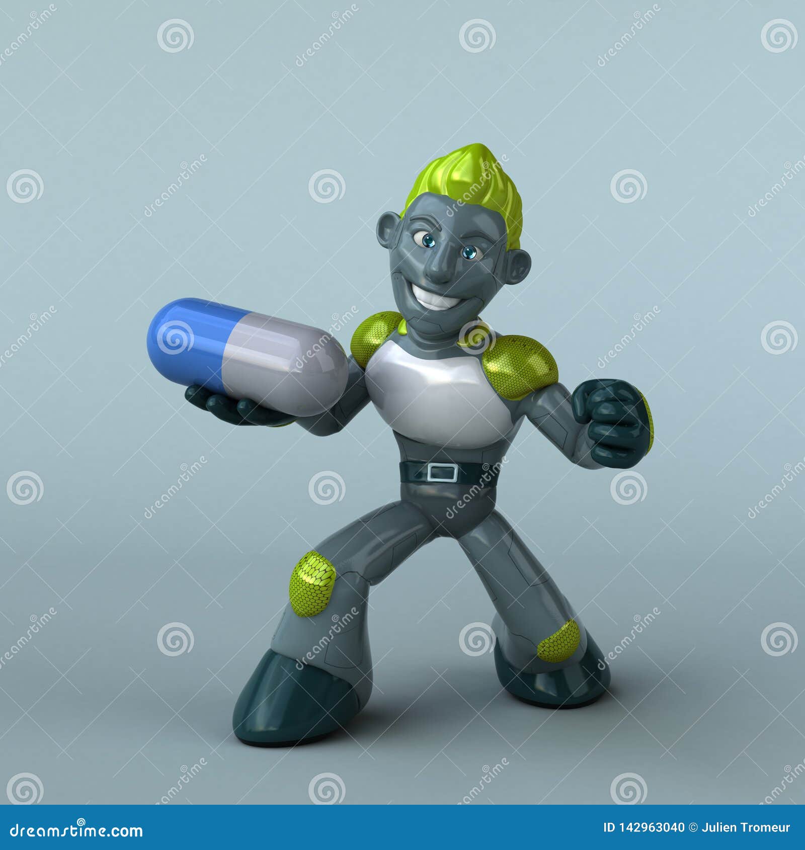 Green Robot - 3D Illustration Stock Illustration - Illustration of ...
