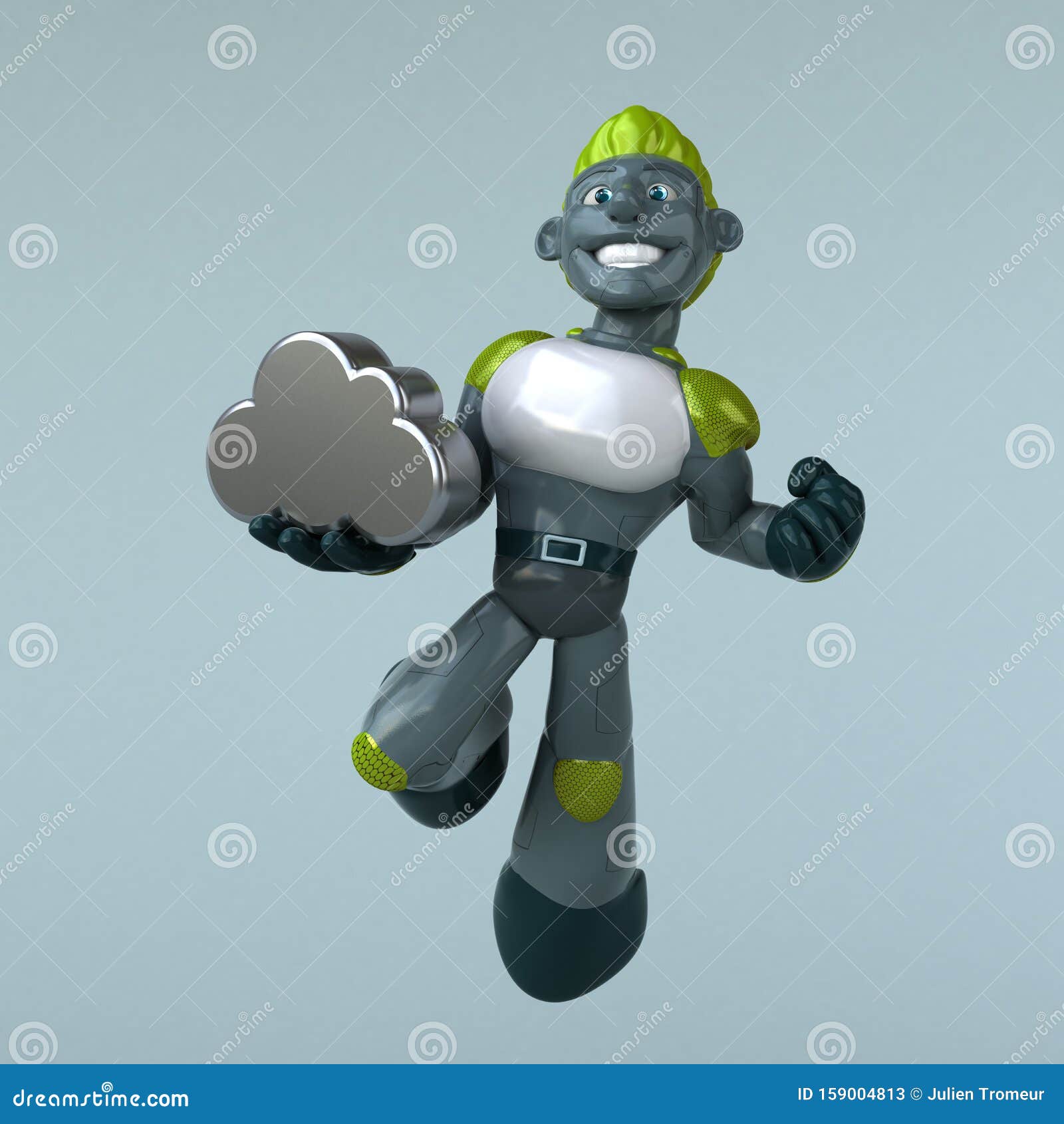 Green Robot - 3D Illustration Stock Illustration - Illustration of ...