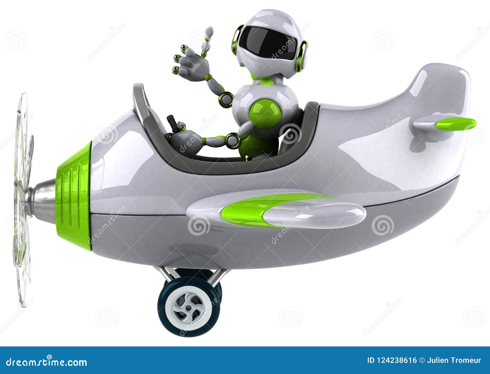 Green Robot - 3D Illustration Stock Illustration - Illustration of ...