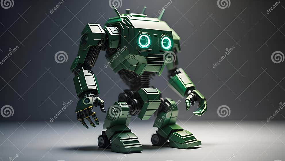 Green Robot on a Gray Background. Generative Ai Stock Illustration ...