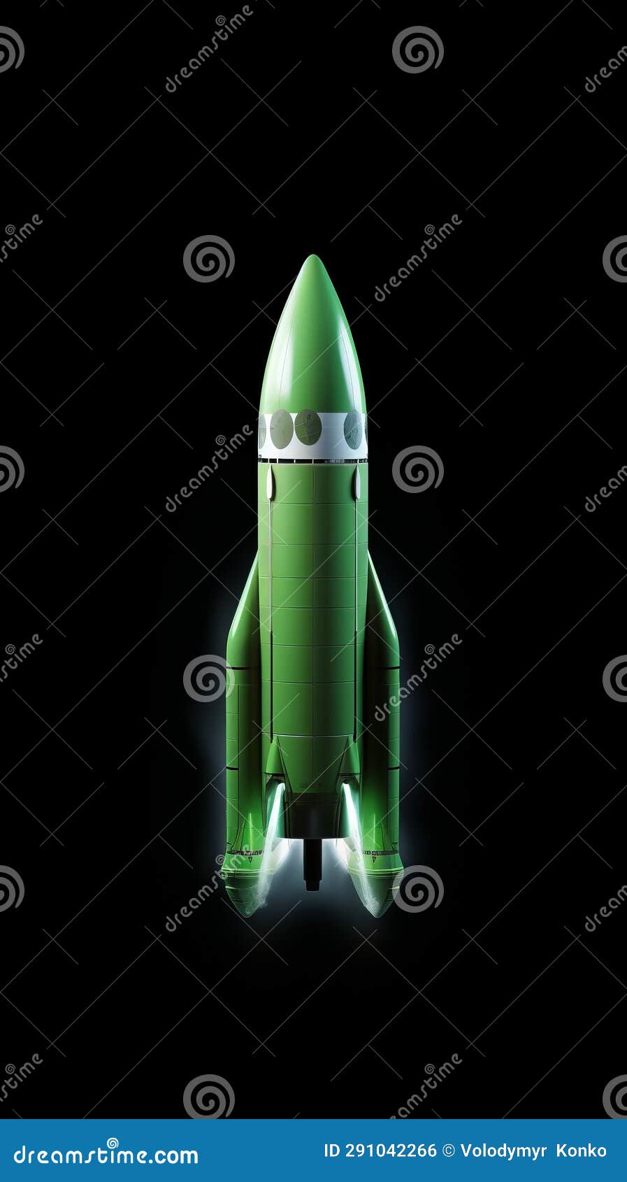 A Green Rocket Ship Against a Black Background Stock Photo - Image of ...