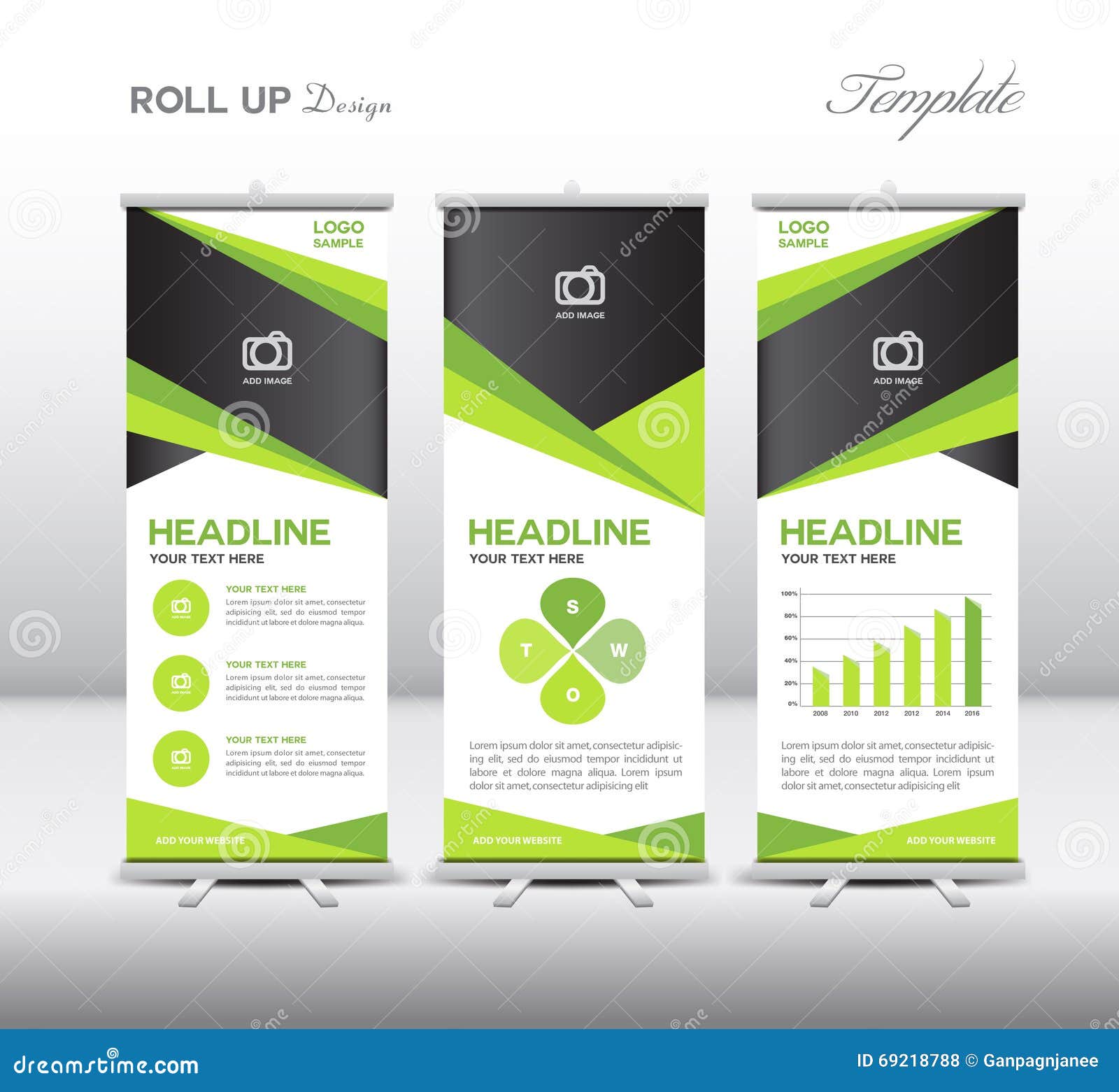 Green Roll Up Banner Template, Stand Template Design ,banner Template ...