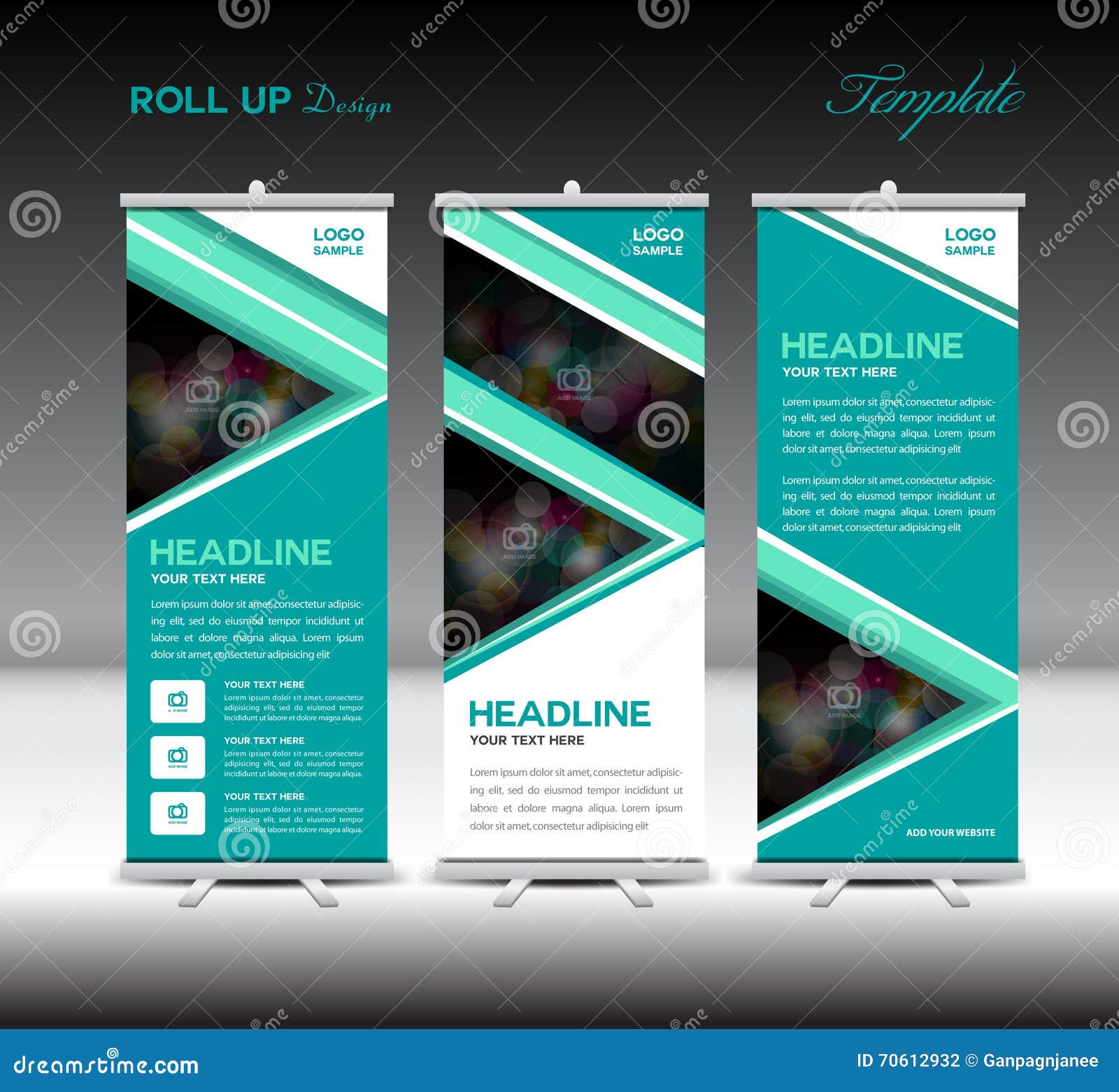 Green Roll Up Banner Template Vector, Roll Up Stand, Banner Royalty ...