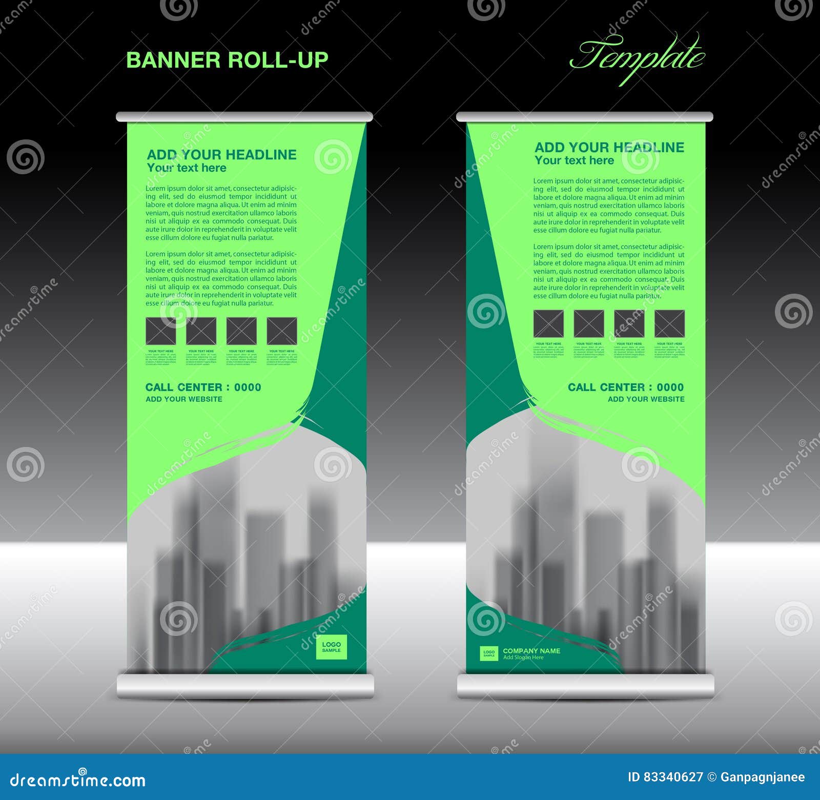 Green Roll Up Banner Template Vector, Flyer, Advertisement Stock Vector ...
