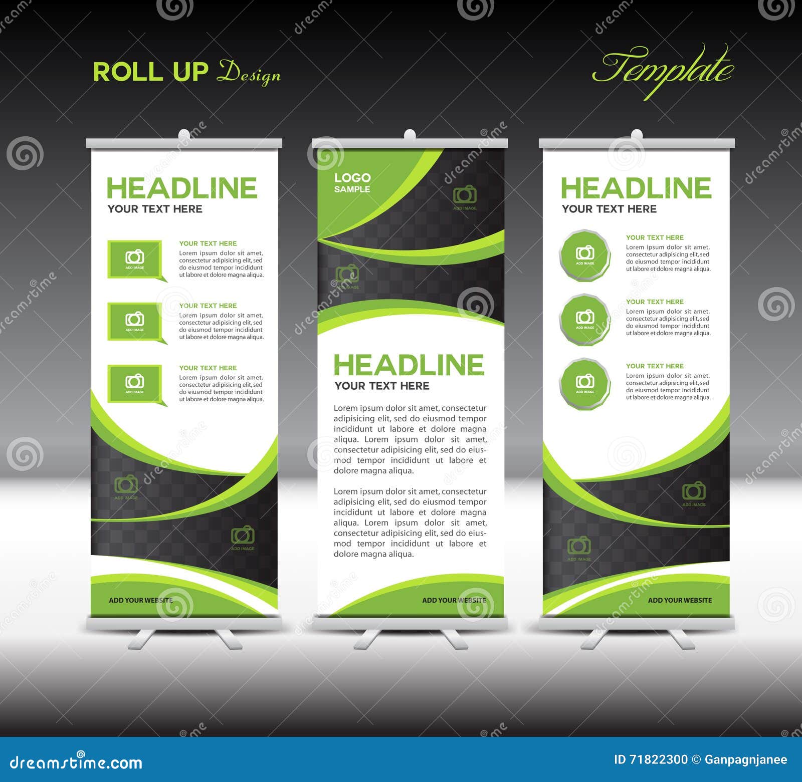 Green Roll Up Banner Template, Stand Template Design ,banner Template ...