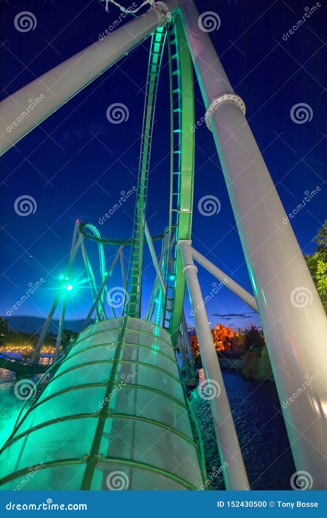 Roller Coaster at Night stock photo. Image of festival - 152430500