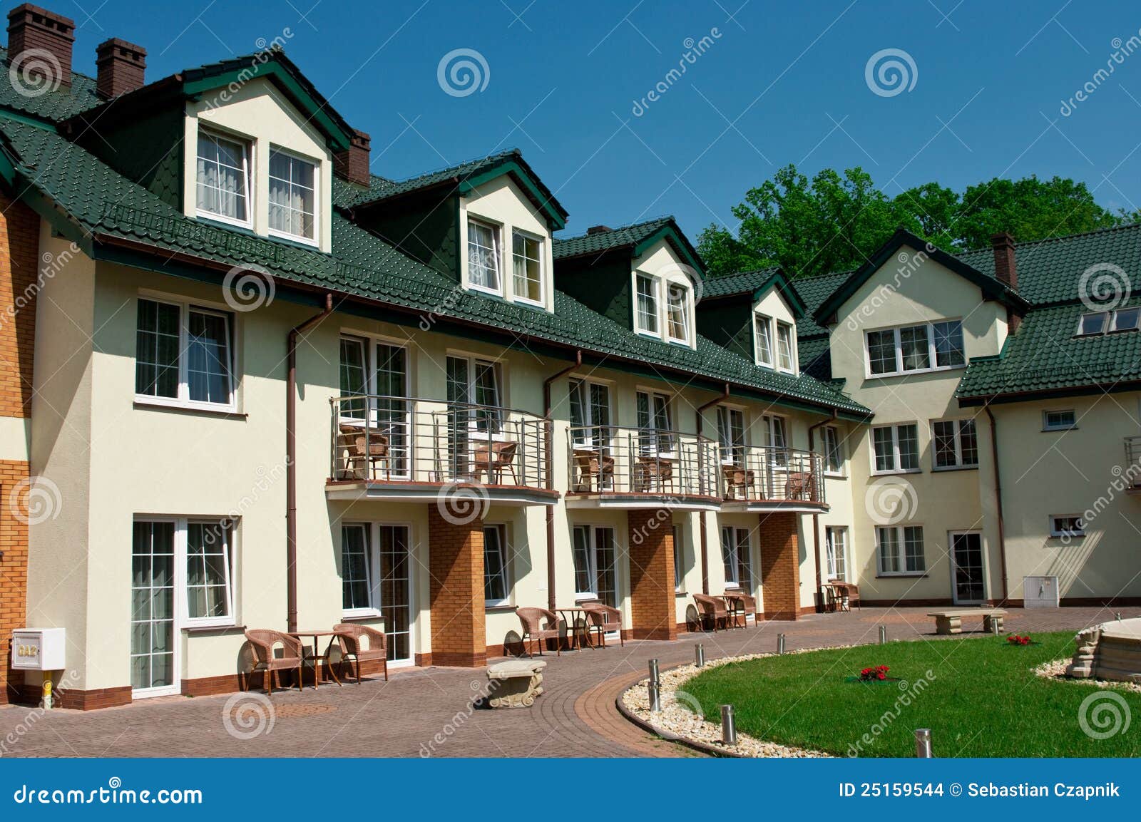 Green roof hotel yard stock photo. Image of grass, poland - 25159544