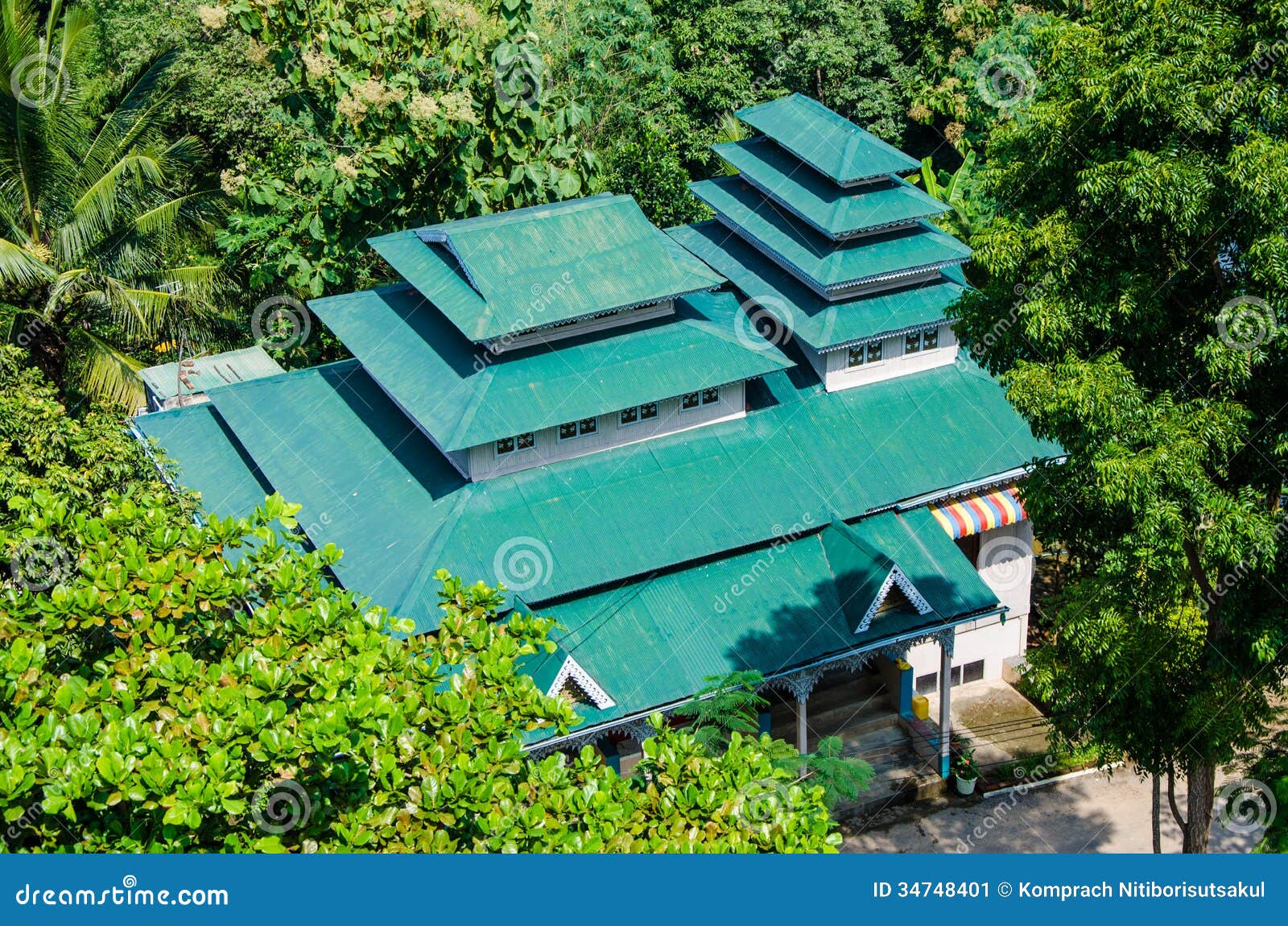 Myawaddy, Myanmar : Green Roof of House. Stock Image - Image of ...