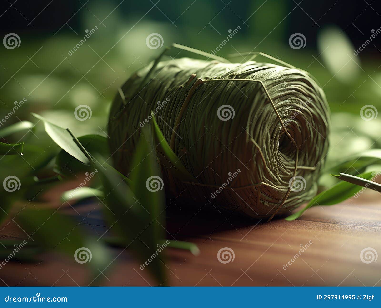 Green Rope or String on Top of Some Leaves. the Leaves are Placed in ...