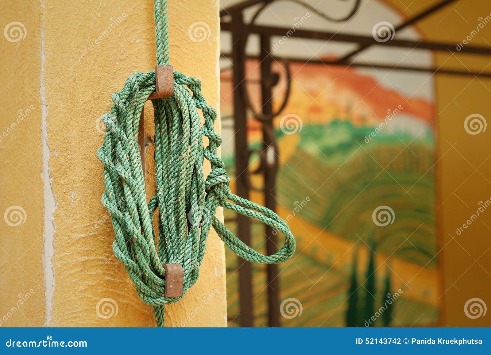 Green Rope Was Tied To a Pole. Stock Photo - Image of tied, tying: 52143742