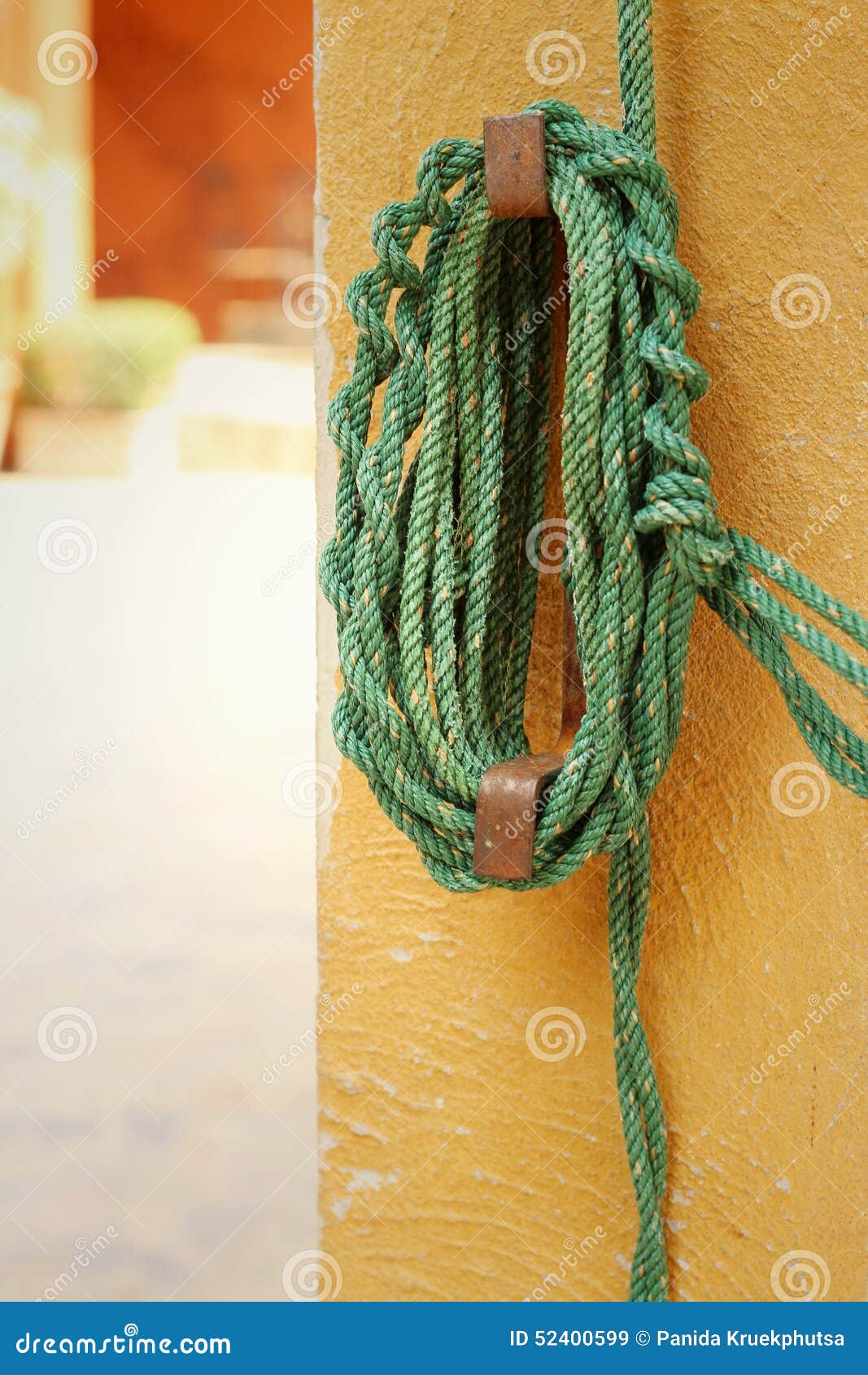 Green Rope Was Tied To a Pole. Stock Image - Image of rope, thick: 52400599