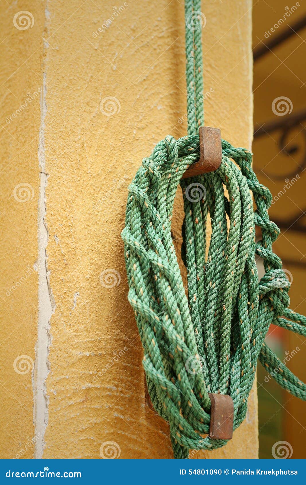 Green Rope Was Tied To a Pole. Stock Photo - Image of stake, tied: 54801090