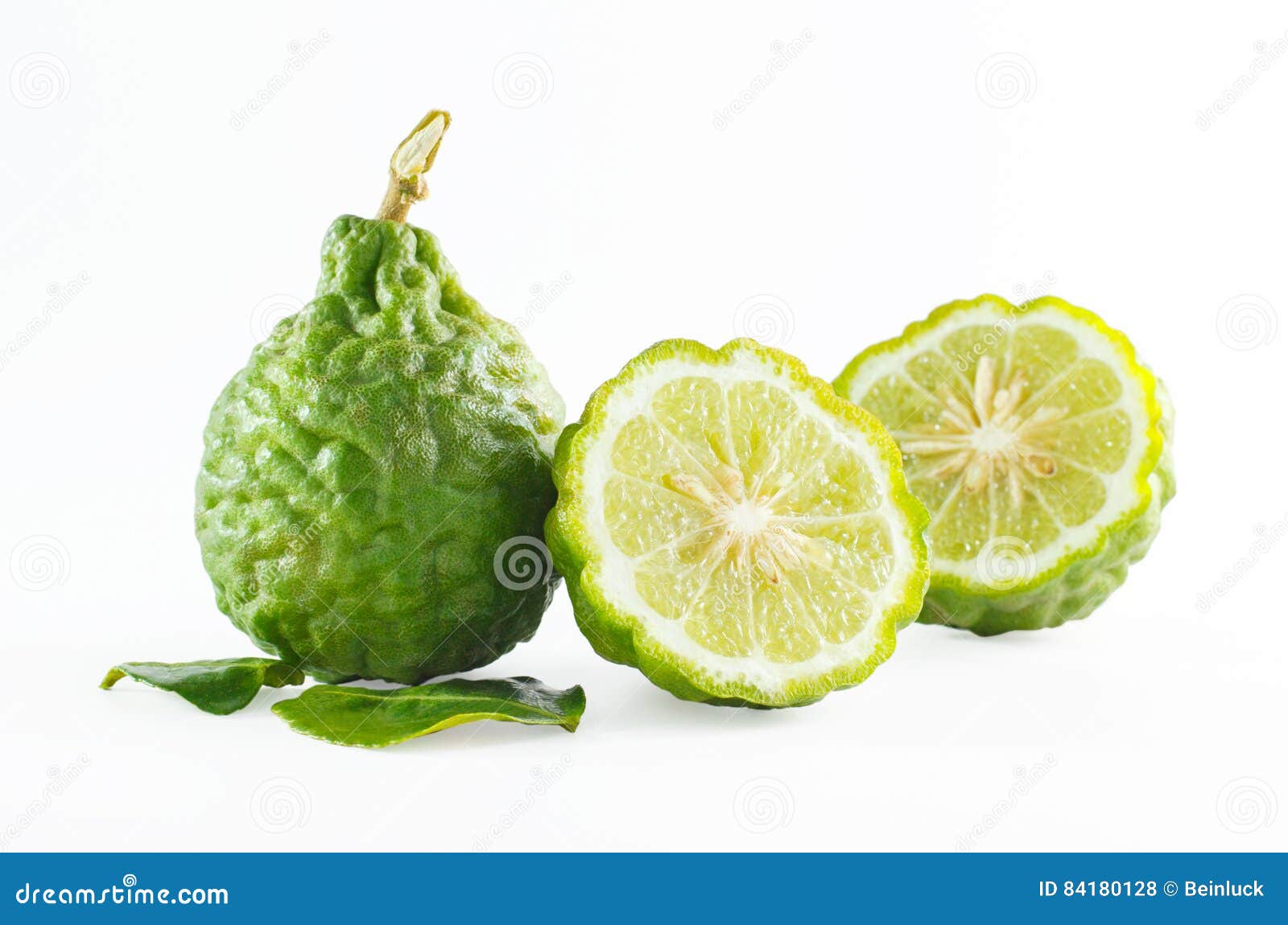 Green Rough Peel Bergamot Fruit or Kaffir Lime Isolated on White Stock ...