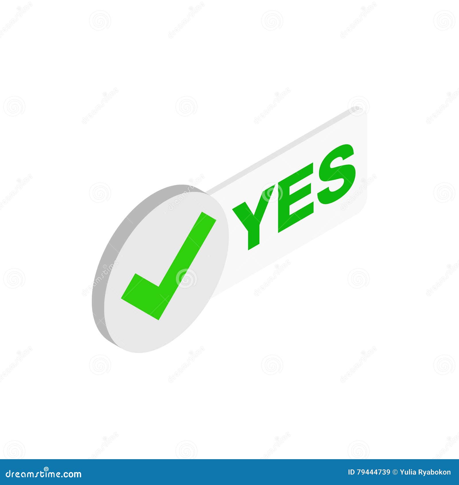 Green Round Button YES Icon, Isometric 3d Style Stock Vector ...