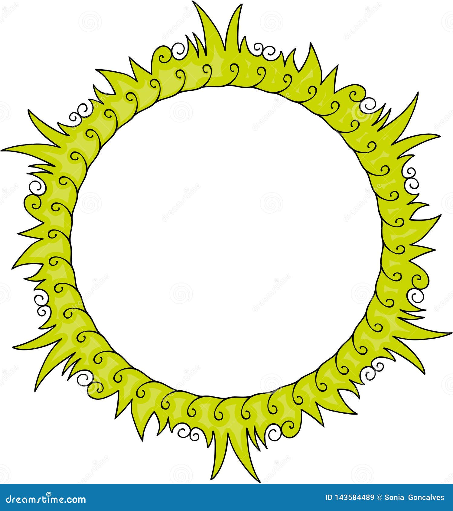 Green round frame stock vector. Illustration of cute - 143584489