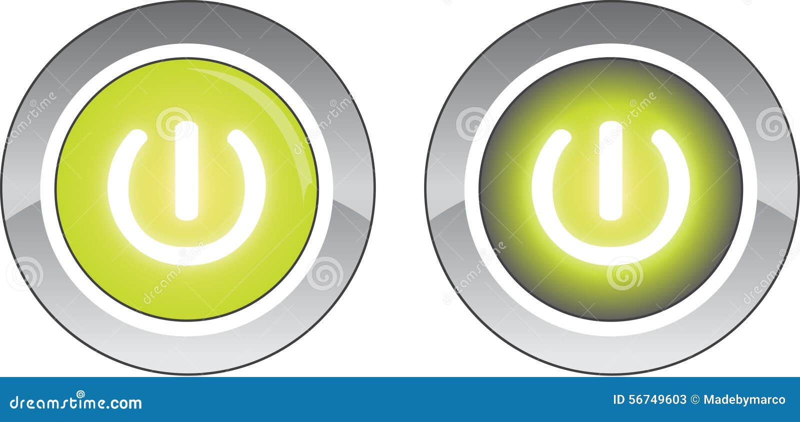 Green Round Power Button and Pushed Button Stock Illustration ...