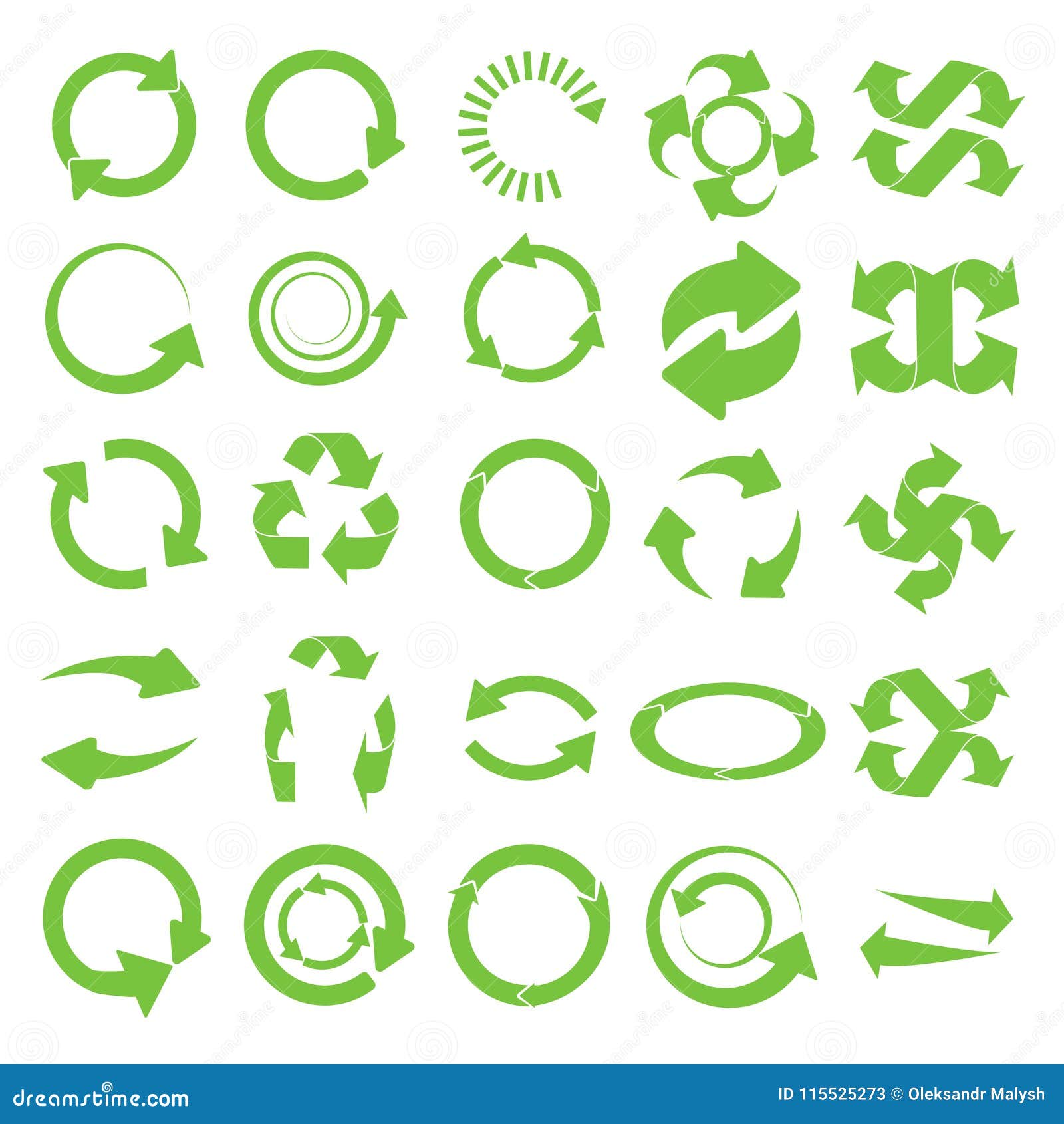 Round Recycle Symbor With Earths Elements Cartoon Vector ...