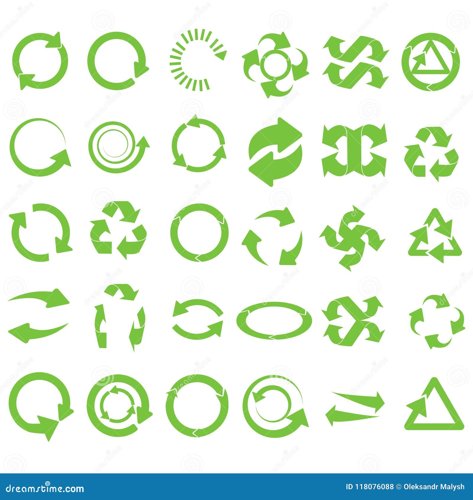 Round Recycle Symbor With Earths Elements Cartoon Vector ...