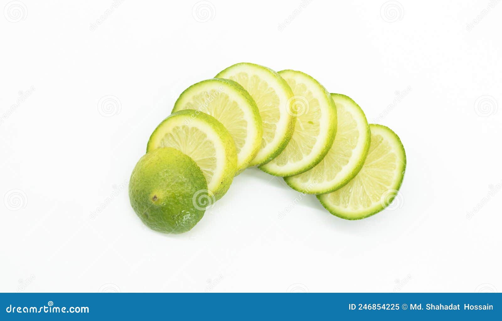 Green Round Slice Lemons Isolated on White Background Stock Image ...
