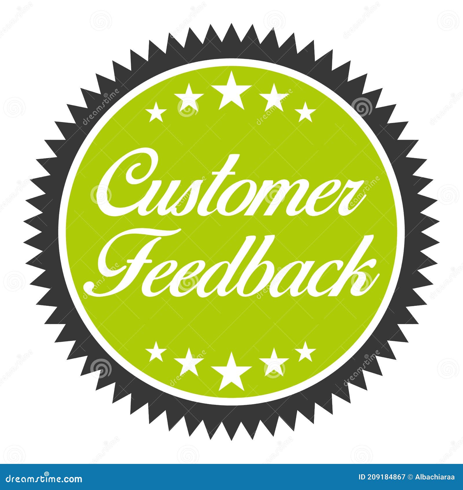 Green Round Sticker Customer Feedback. Vector Icon Illustration. Flat ...