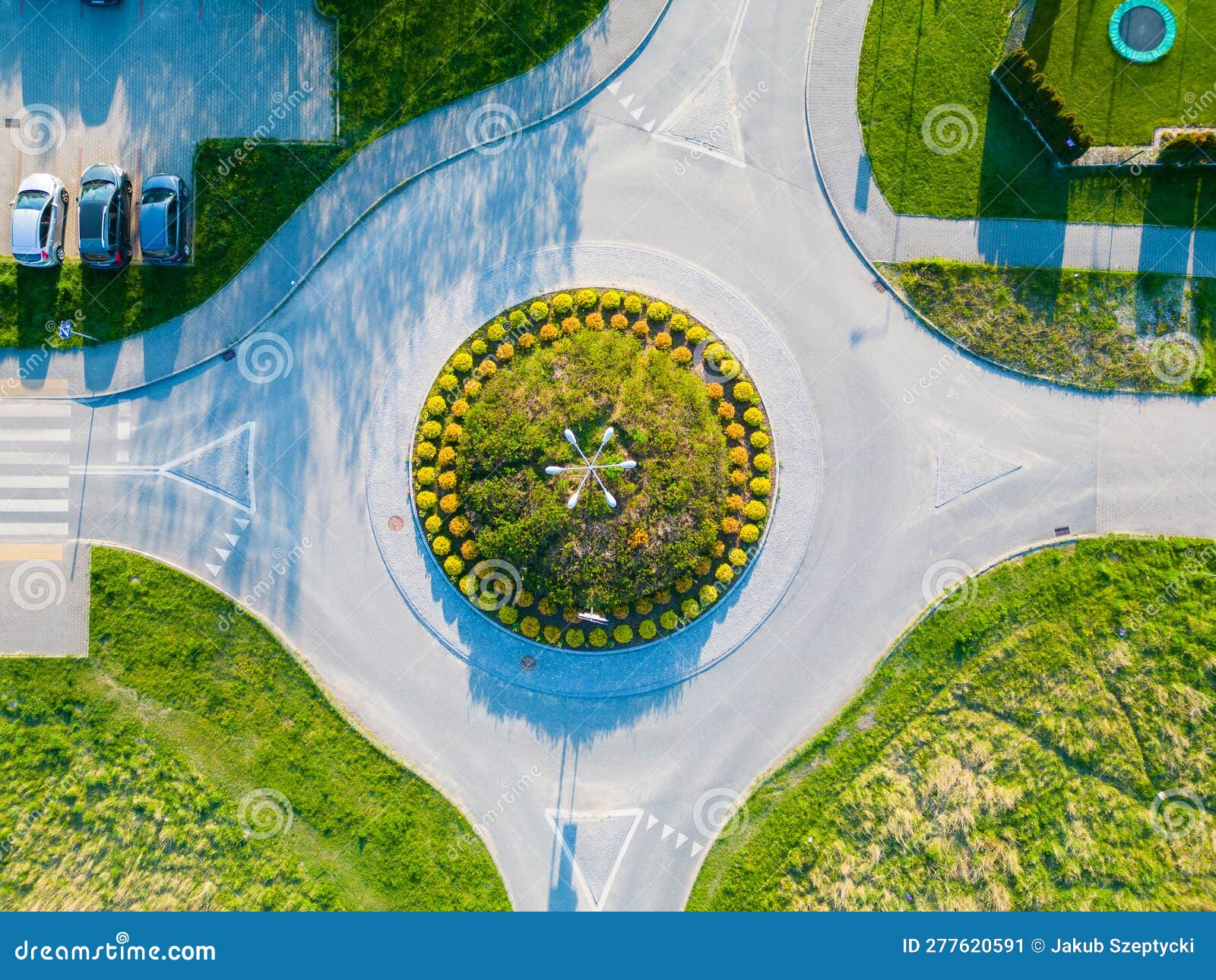 Green Roundabout Seen from the Top Stock Image - Image of screenshot ...