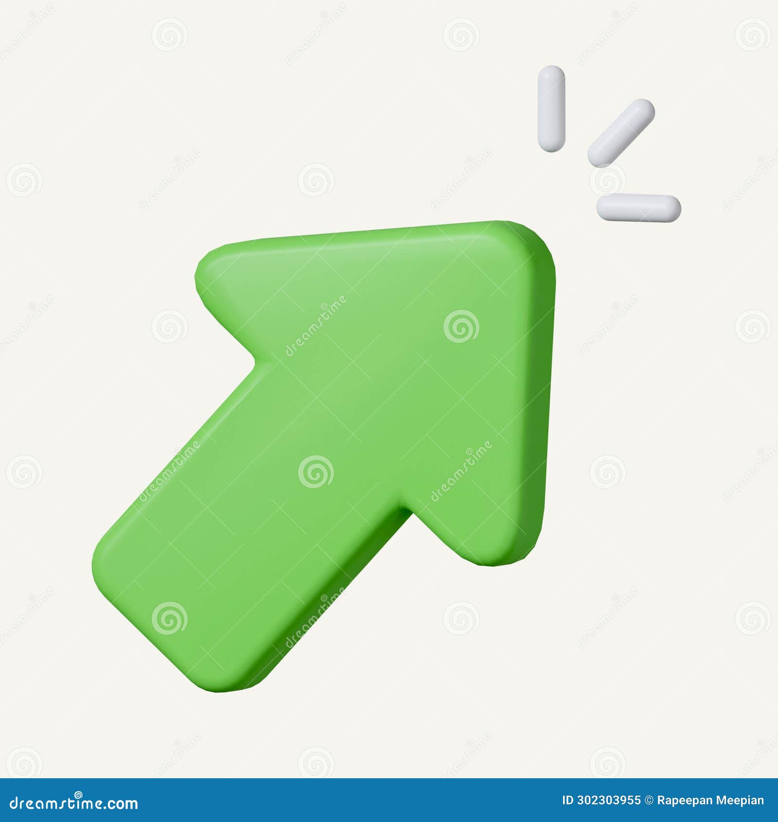 Green Rounded Arrow Mouse Cursor Pointer Symbol User Interface Theme 3d ...