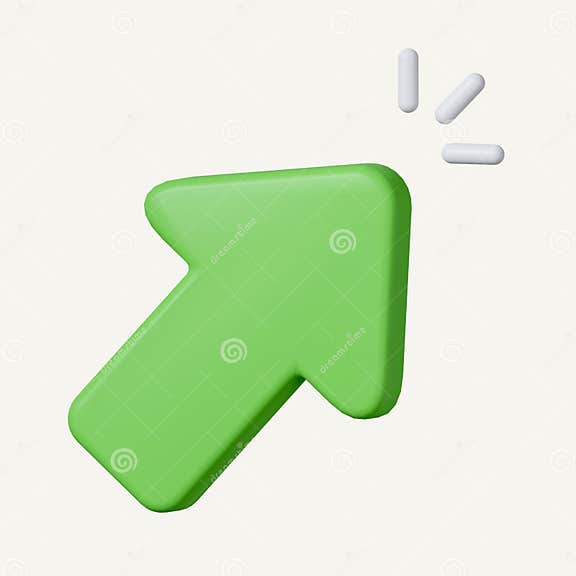 Green Rounded Arrow Mouse Cursor Pointer Symbol User Interface Theme 3d ...