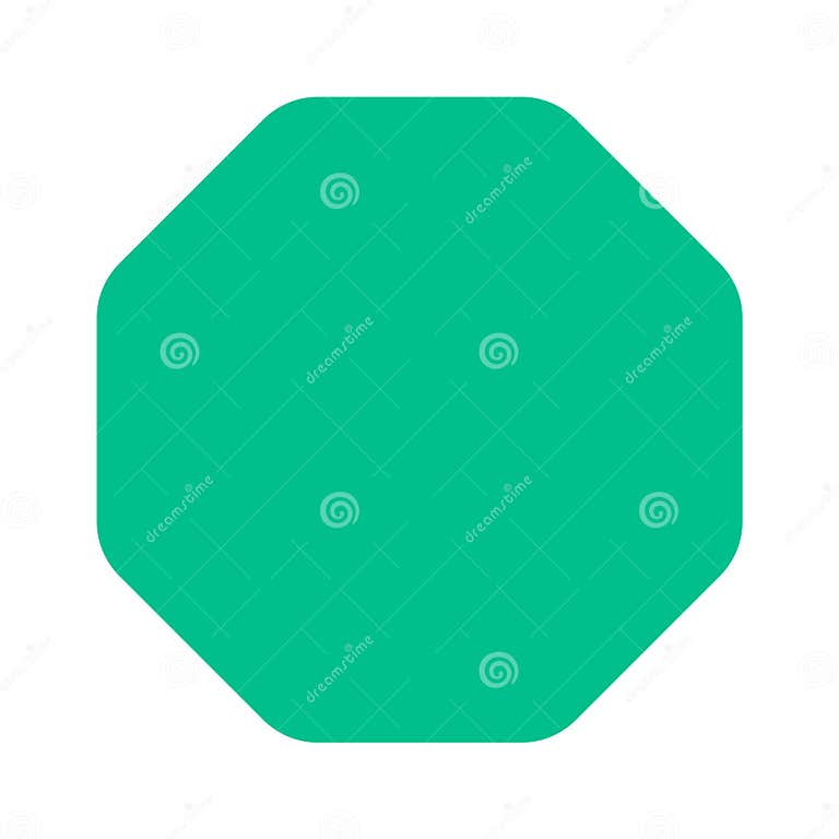 Green Rounded Corner Octagon Shape Stock Illustration - Illustration of ...