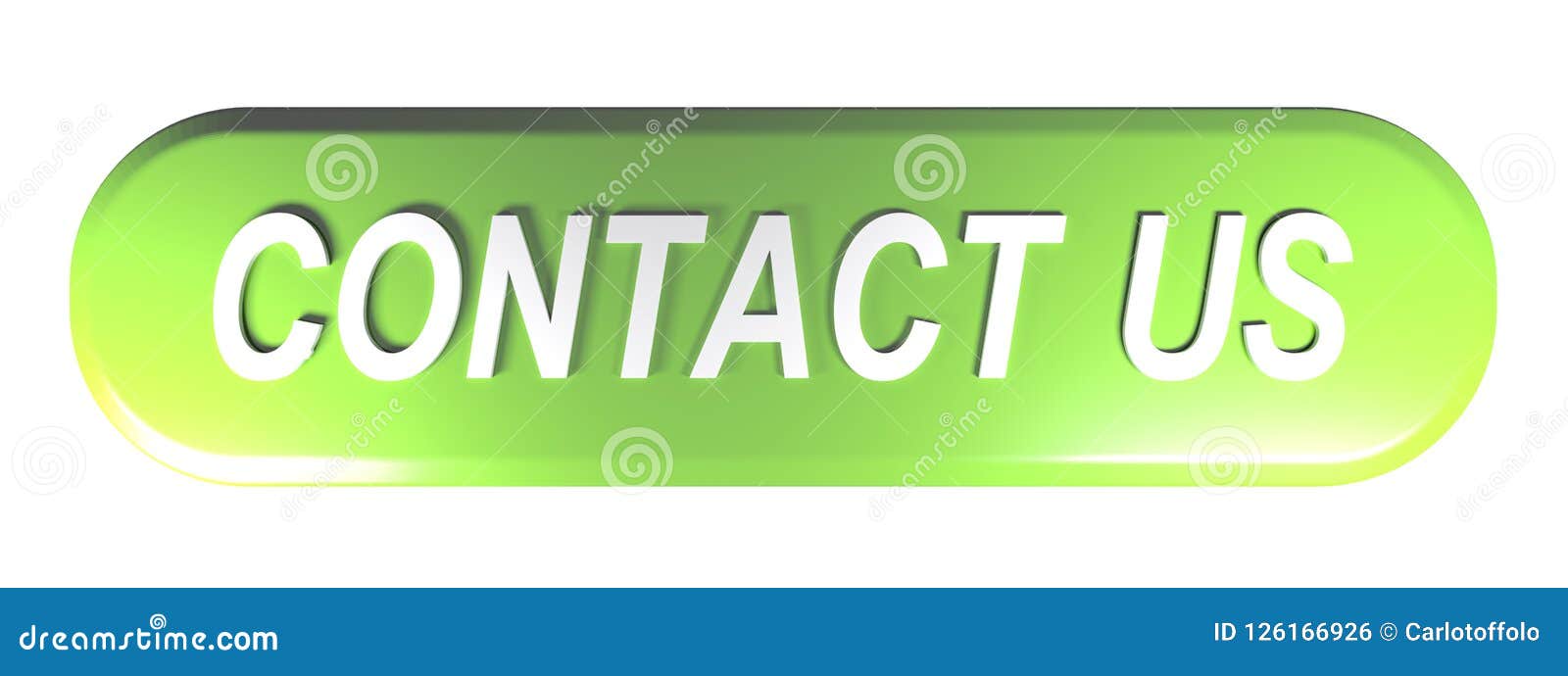 Green Rounded Rectangle Push Button CONTACT US - 3D Rendering Stock ...