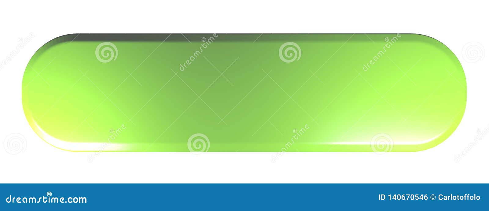 Green Rounded Rectangle Push Button Empty - 3D Rendering Illustration ...