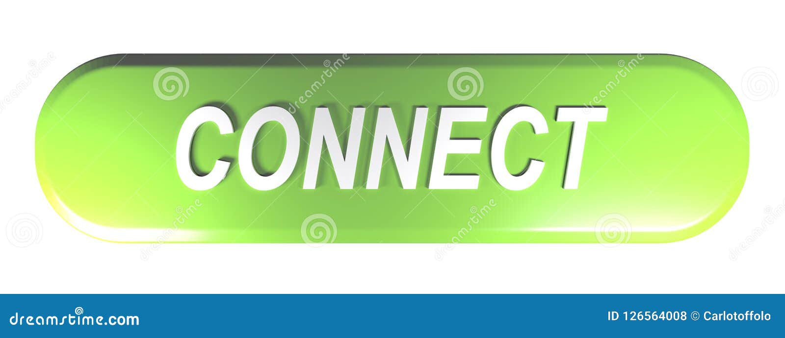 Green Rounded Rectangle Push Button CONNECT - 3D Rendering Stock ...