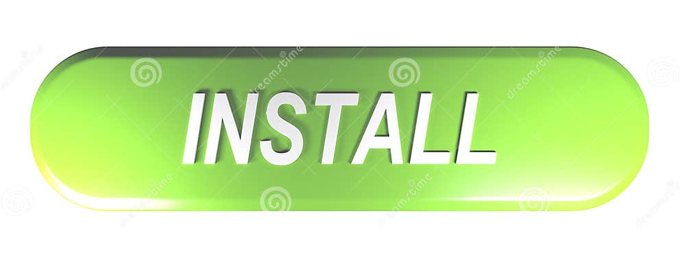 Green Rounded Rectangle Push Button INSTALL - 3D Rendering Stock ...