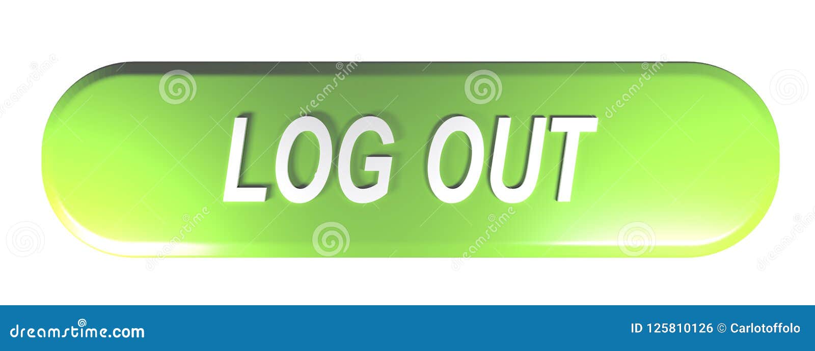 Green Rounded Rectangle Push Button To LOG OUT - 3D Rendering Stock ...