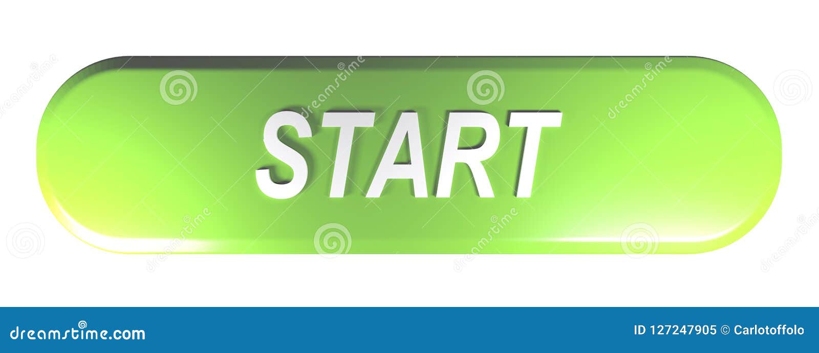 Green Rounded Rectangle Push Button START - 3D Rendering Stock ...